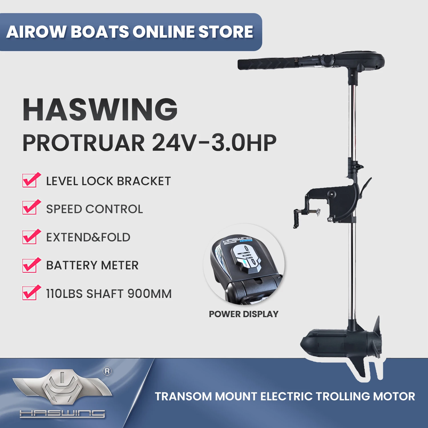 Haswing-Protruar-110lbs-Transom-Mount-24v-DC-Electric-Trolling-Motor ...
