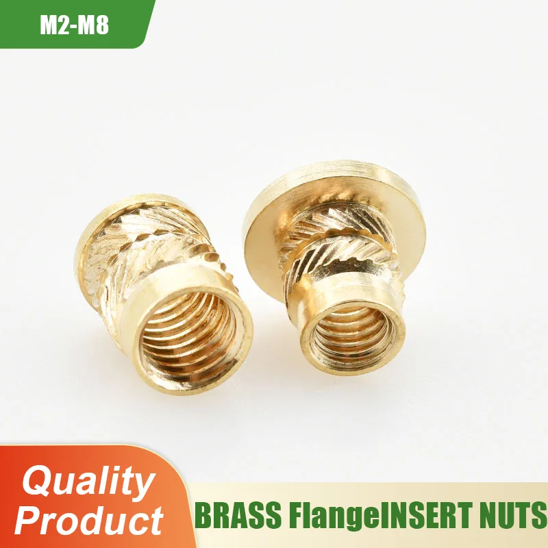 1Pcs-Brass-Flange-Threaded-Nut-Inserts-M2-M8-Hot-Melt-Heating-Double-Knurled-Injection-Embedded ...