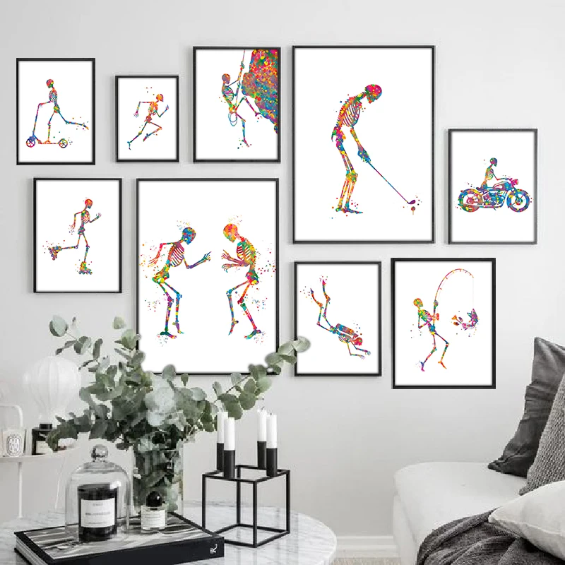 Abstract-Human-Skeletons-Poster-Sports-Running-Skeleton-Art-Prints ...
