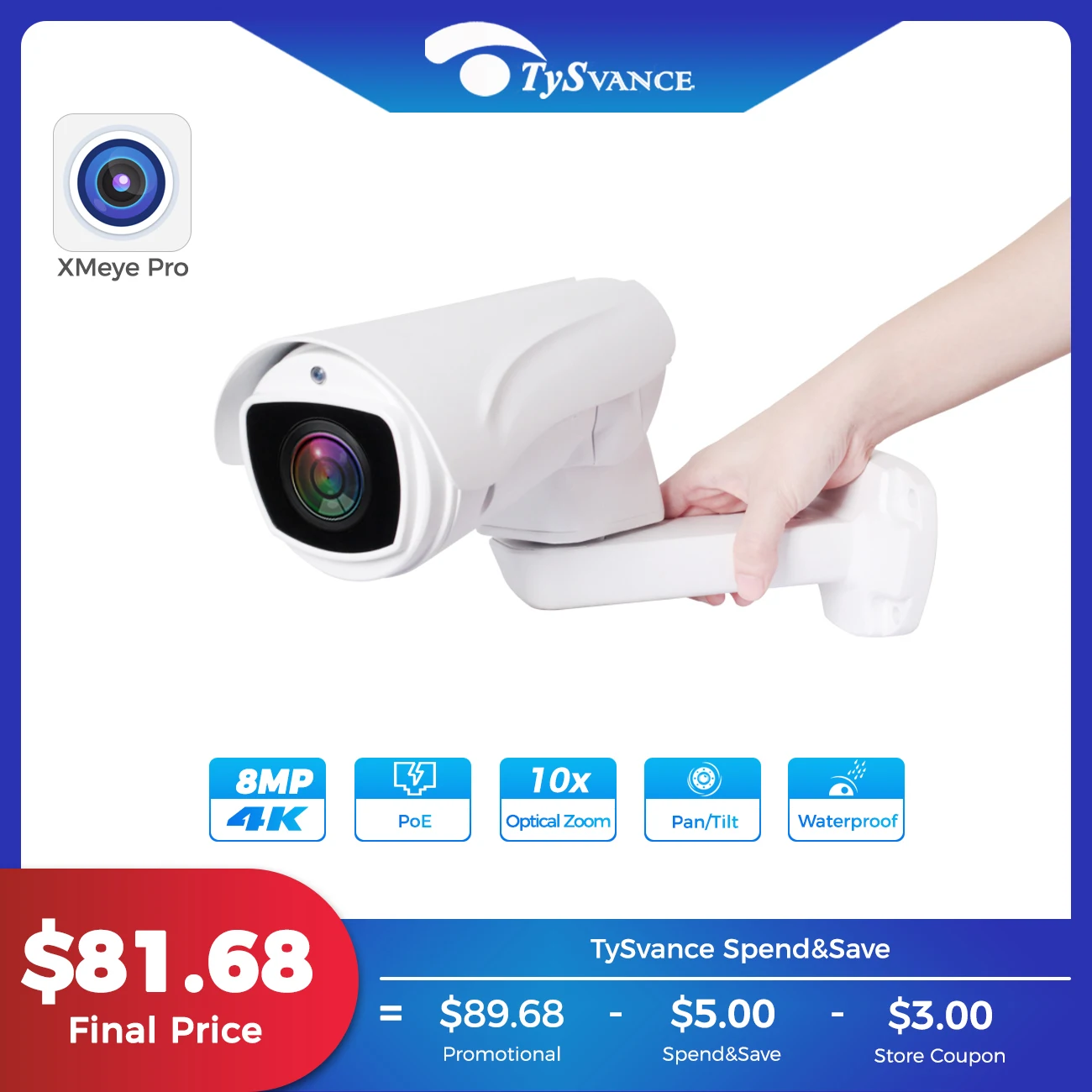 Outdoor PoE PTZ Bullet IP Camera 5MP 8MP 4K HD 10x Optical Zoom CCTV ...