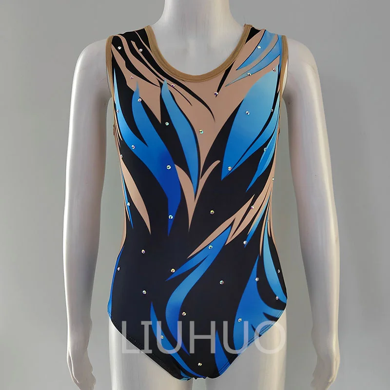 Blue-Rhythmic-Gymnastics-Bodysuit-Jumpsuit-Competitive-Suit-Acrobatic ...