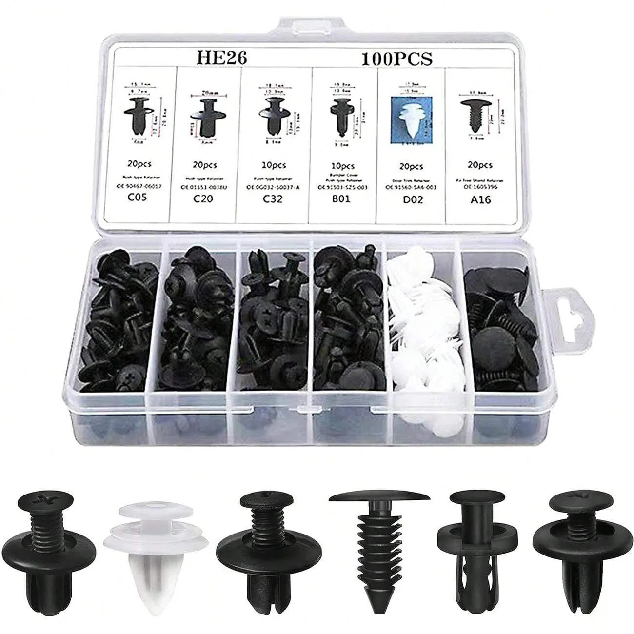 100pcs-Trim-Panel-Retainer-Fastener-Kit-Mixed-Auto-Plastic-Clip-Car ...