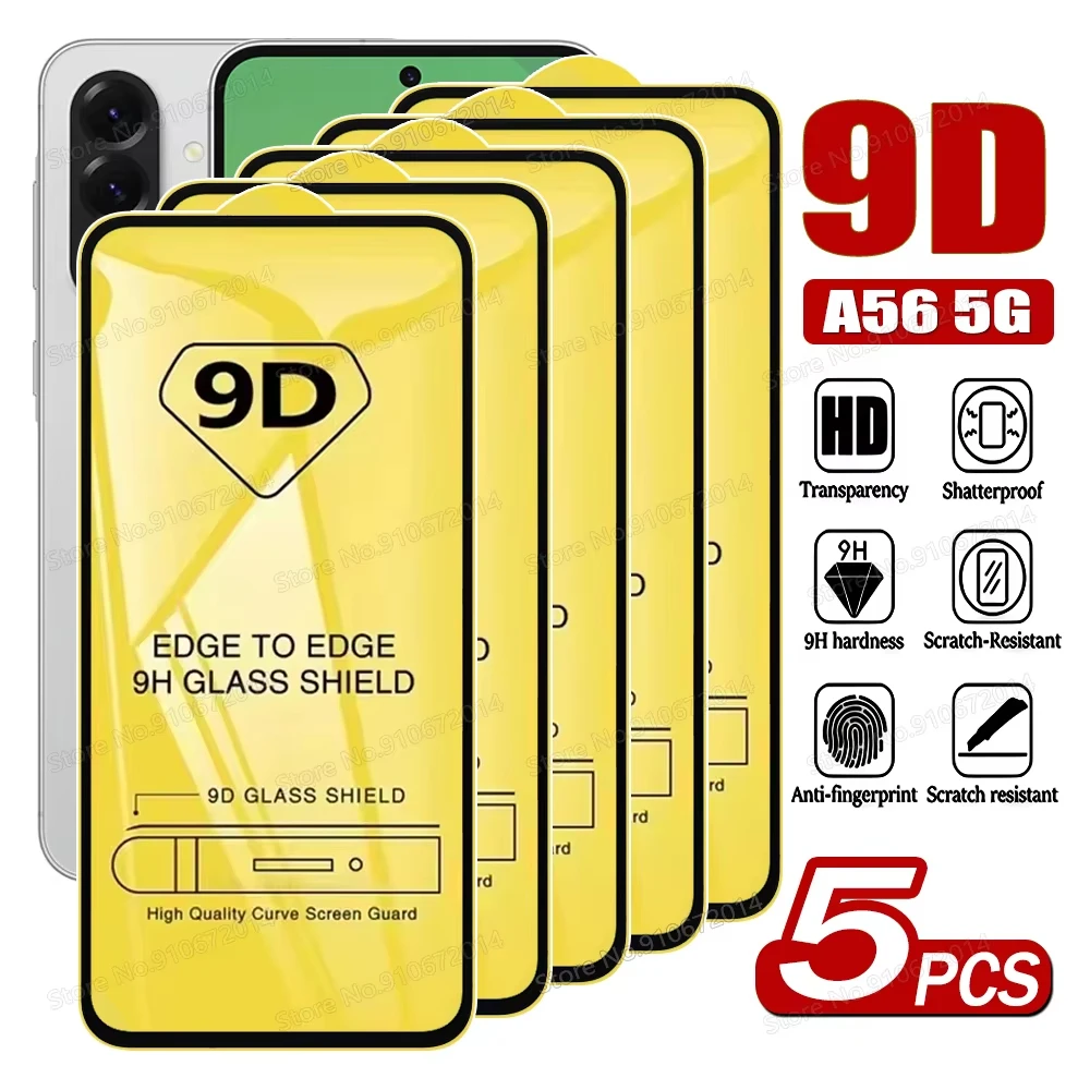 5 - Pack 9D Full Coverage Tempered Glass Screen Protector - High Definition