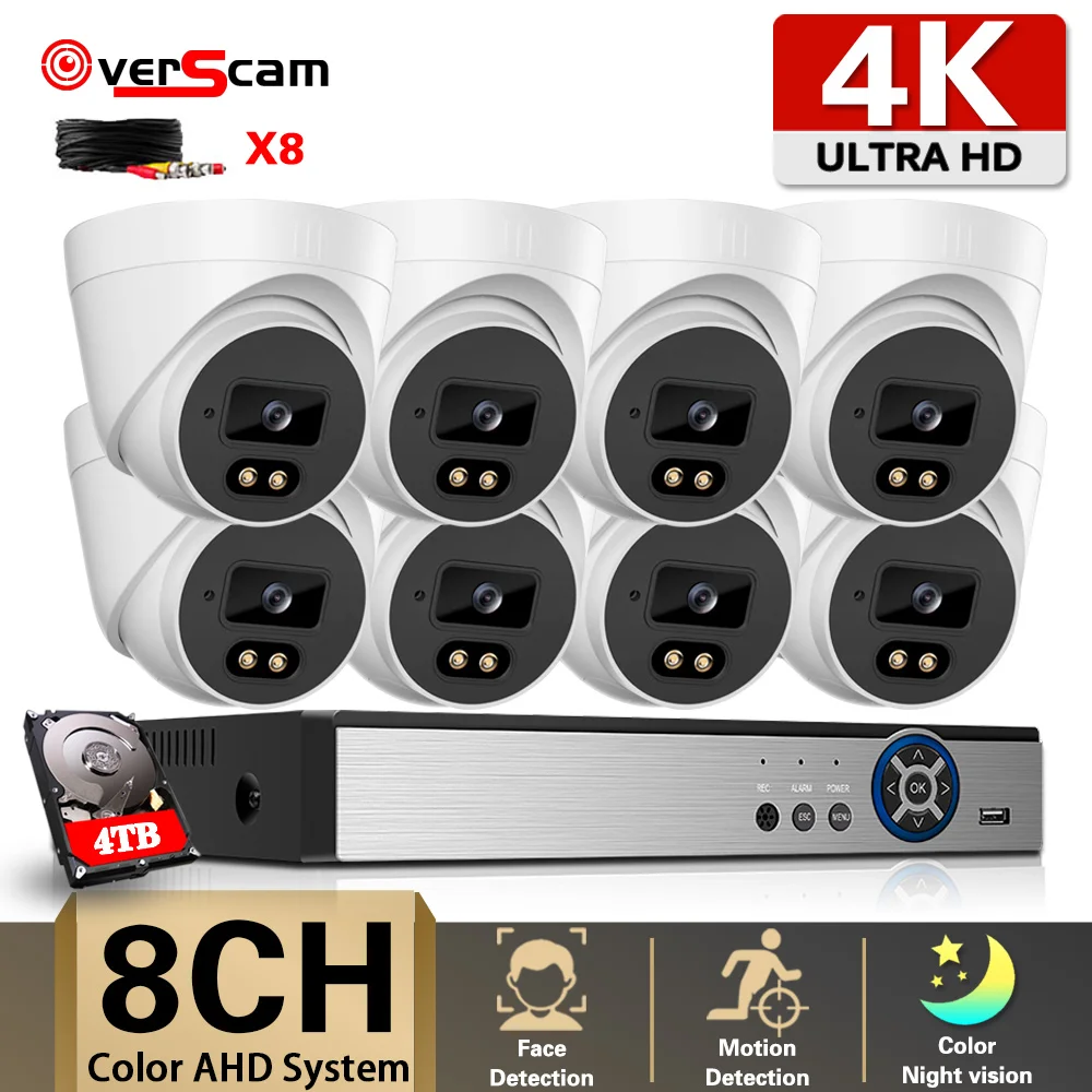 AHD CCTV Camera Security System Kit Dome 4K 8CH DVR Kit Indoor Home ...