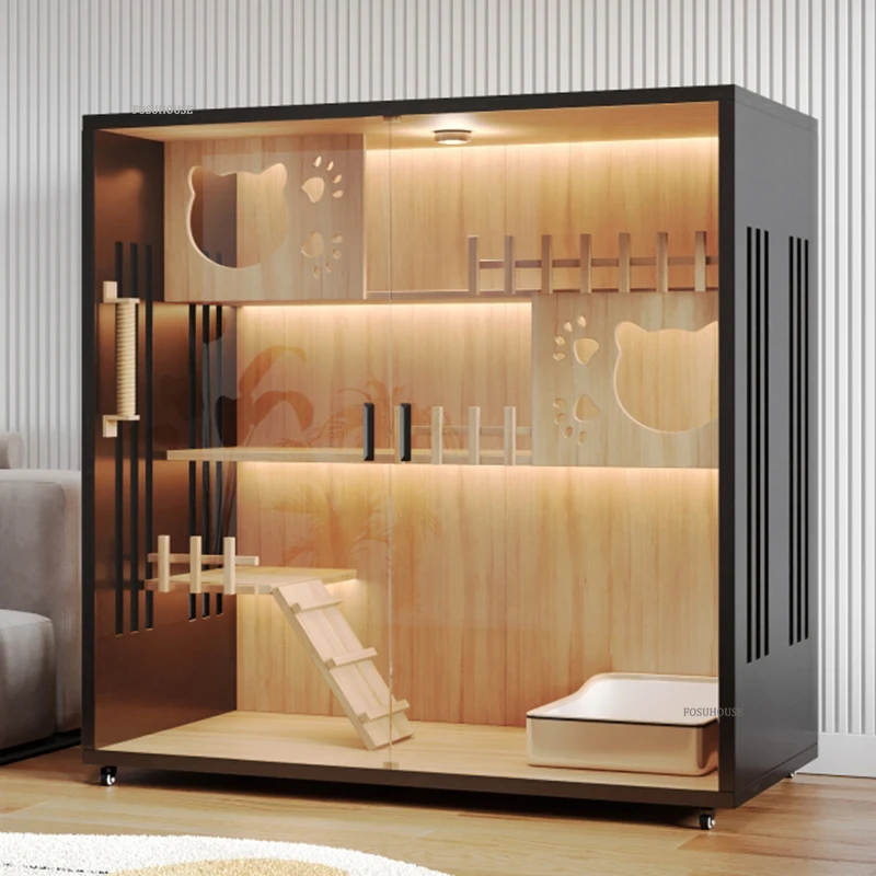 Modern-Simple-Solid-Wood-Cat-Cages-Indoor-Cat-House-Light-Luxury-Large ...