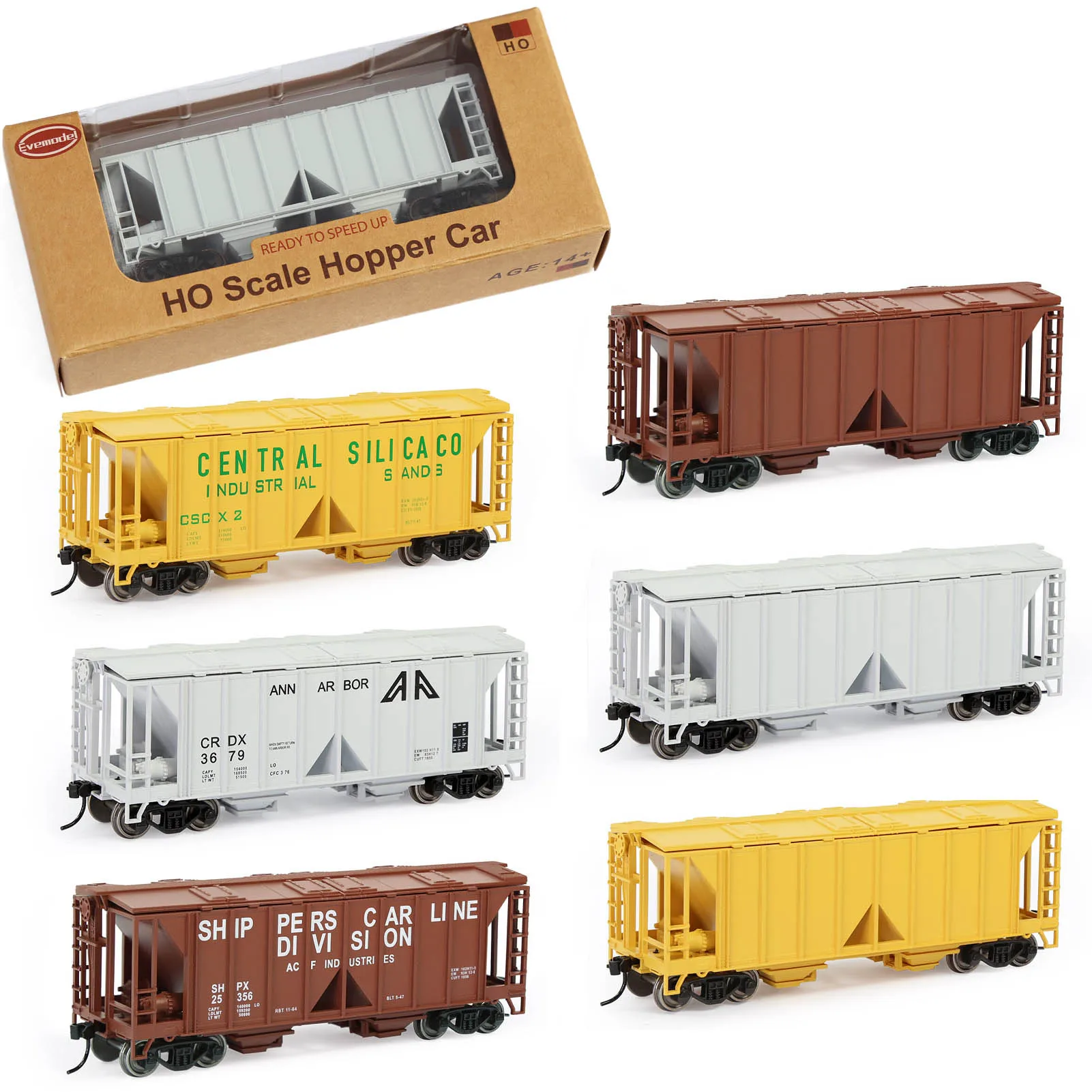 Evemodel-Wagon-1-unidad-HO-Scale-2-Bay-Covered-Hopper-Car-1-87-Model ...