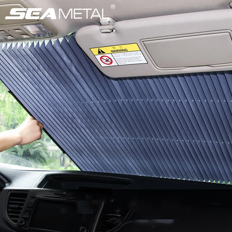 Car Windshield Curtain Retractable Set Folding Car Sunshade Cover ...