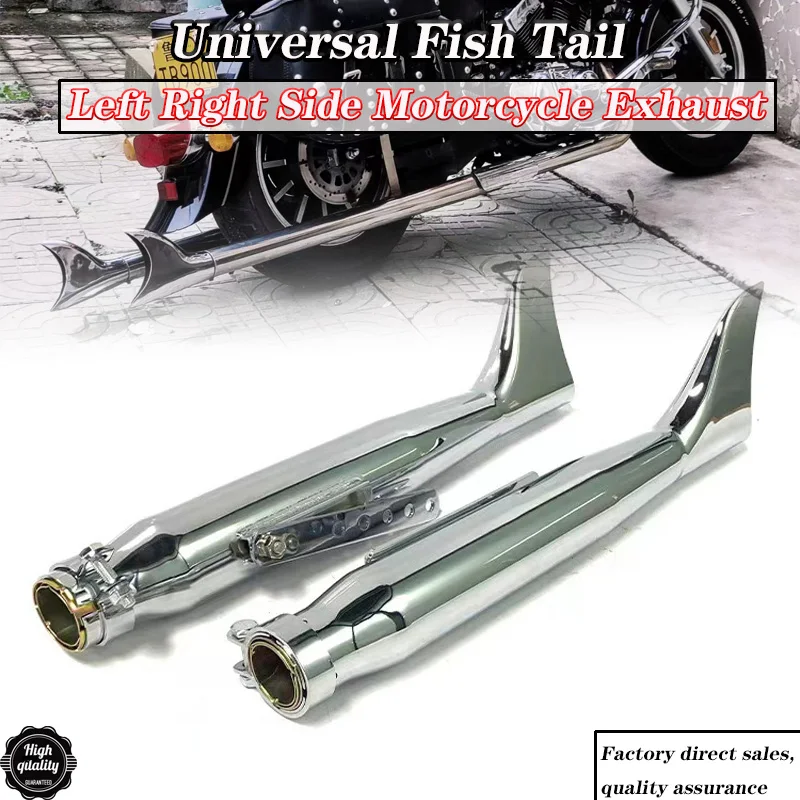Universal-Motorcycle-Exhaust-Pipe-Fish-Tail-para-Bobbers-Bicicleta-de ...