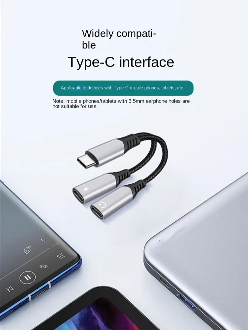 2-in-1-Dual-USB-Splitter-DAC-Fast-Charge-Type-C-Adapter-Power-Supply ...