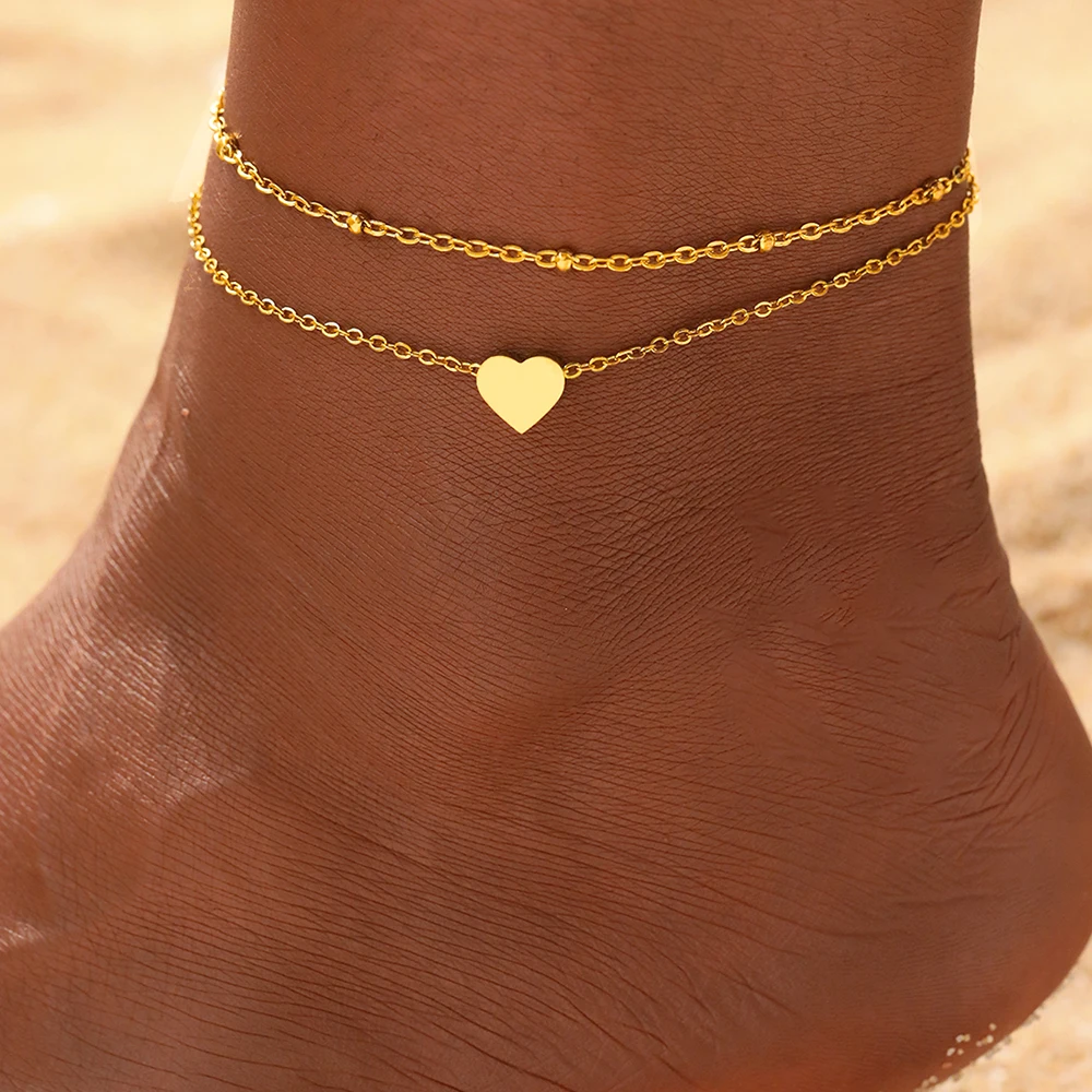 Stainless-Steel-Anklet-Simple-Popular-Multi-Layer-Chain-Lovely-Carved ...