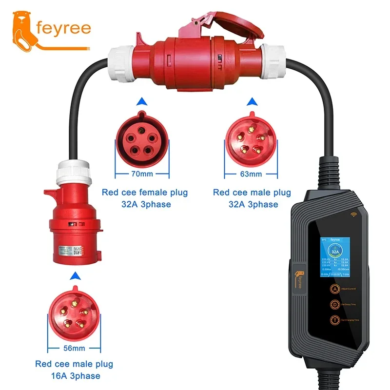 Feyree-EVSE-Wallbox-Type2-Kabel-EV-Autolader-7KW-11KW-22KW-Laadstation ...