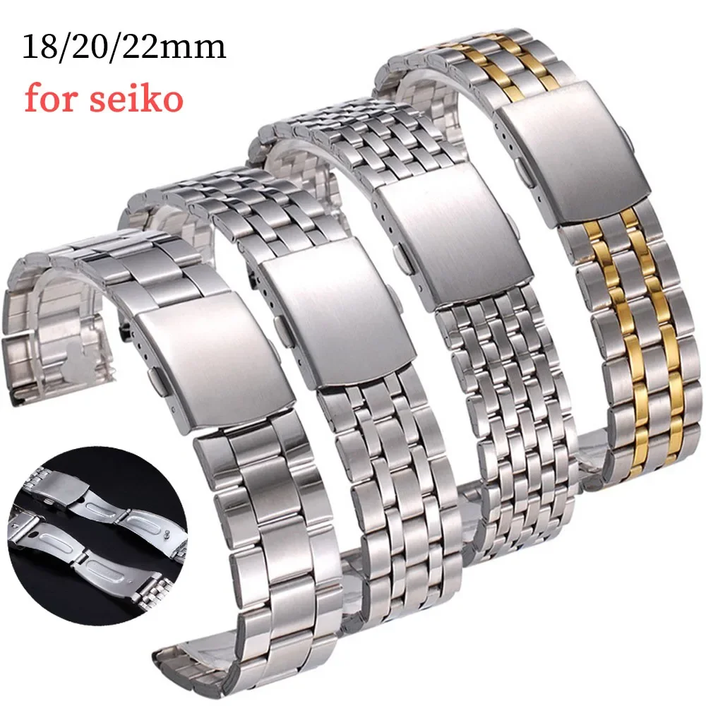 Stainless Steel Bracelet Folding Buckle Watch Band 18mm 20mm 22mm for ...