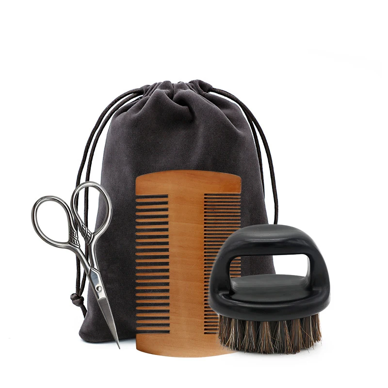 Men-Boar-Bristle-Beard-Brush-Set-Wooden-Double-Sided-Styling-Comb-Men ...