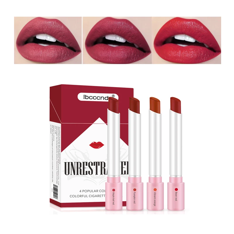Cigarette Tube Lipstick Set 4 Colors Matte Long Lasting Waterproof Lip ...
