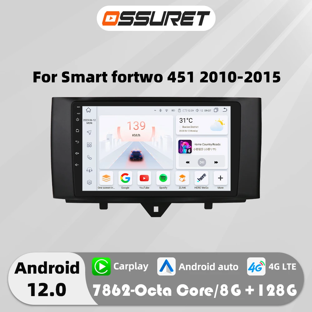 Android-Auto-Car-radio-Stereo-For-Smart-Fortwo-451-2010-2015-multimedia ...