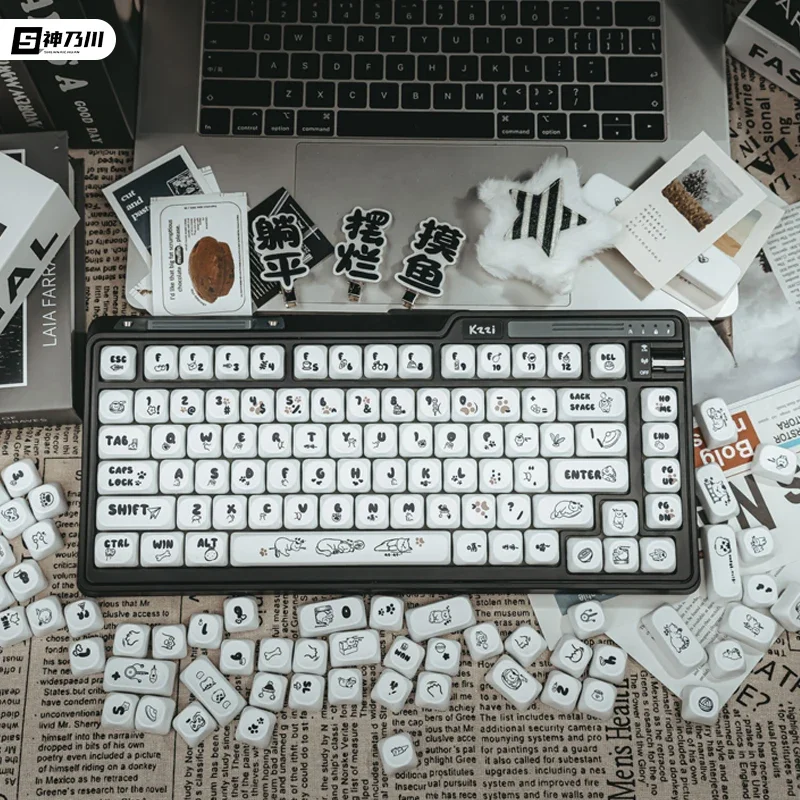 Milk ball, keycap MOA height, black and white meow, theme, painting ...