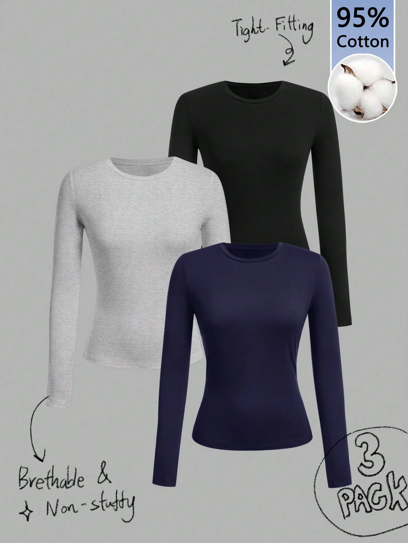 A fashionable and trendy three-piece women's top set, a tight-fitting ...
