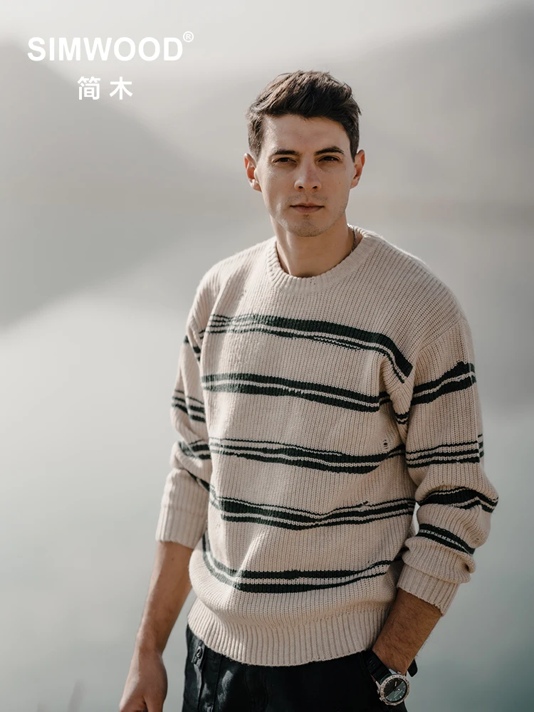 SIMWOOD-2023-Autumn-Winter-New-Oversize-Wool-Blen-Striped-Sweater-Men ...