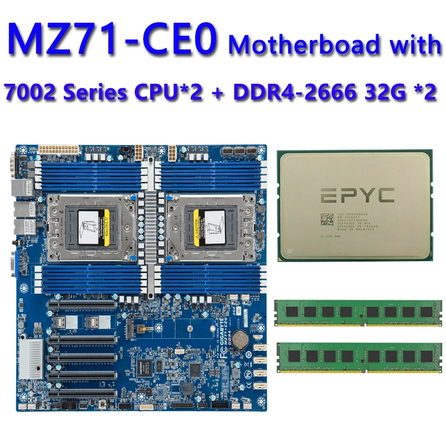MZ71-CE0-REV-1-X-Motherboard-32GB-DDR4-2666-RAM-EPYC-7502P-7452-7402 ...