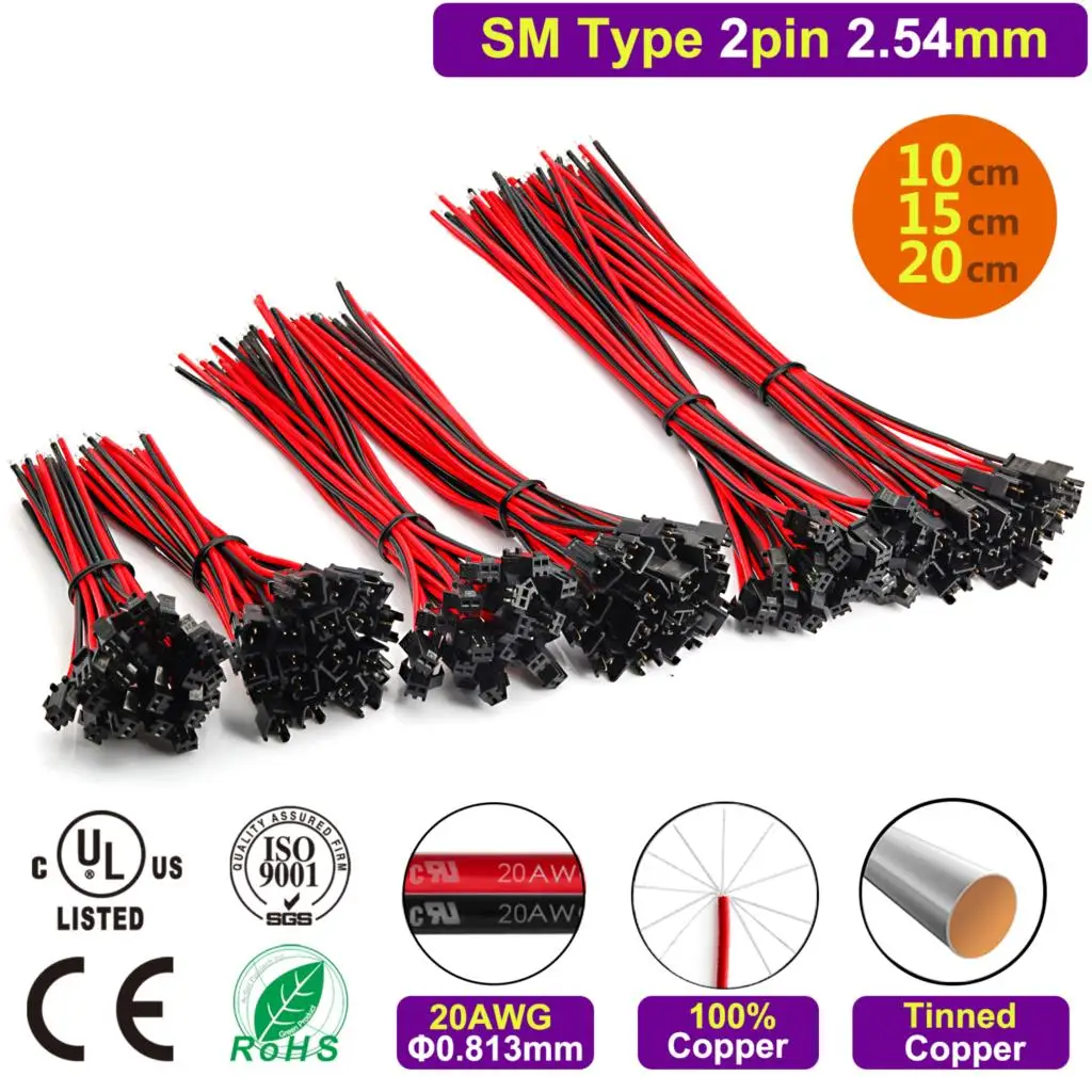 SM-2-54mm-20AWG-Connector-Cable-for-JST-2-54-2-Pin-Adapter-2Pin-Micro ...