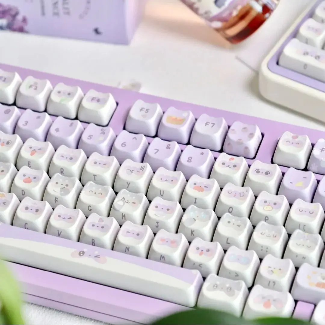141-Lilac-Keycaps-Cute-Raccoon-MAO-PBT-Full-Five-Sided-Sublimation ...