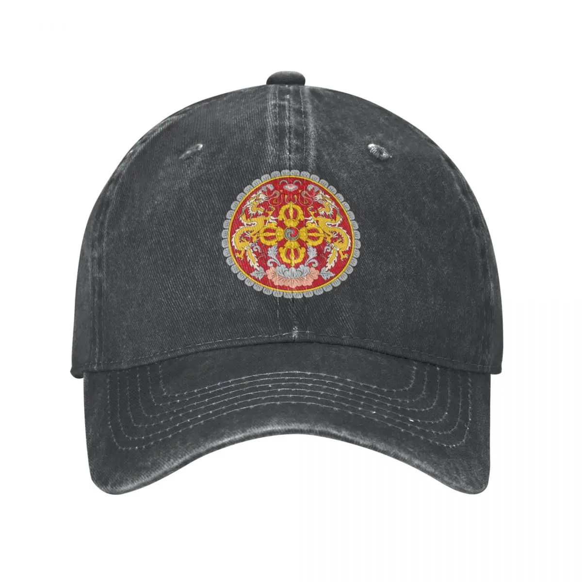 Men-Baseball-Cap-Bhutan-Emblem-Charcoal-Washed-Denim-Classic-Vintage ...