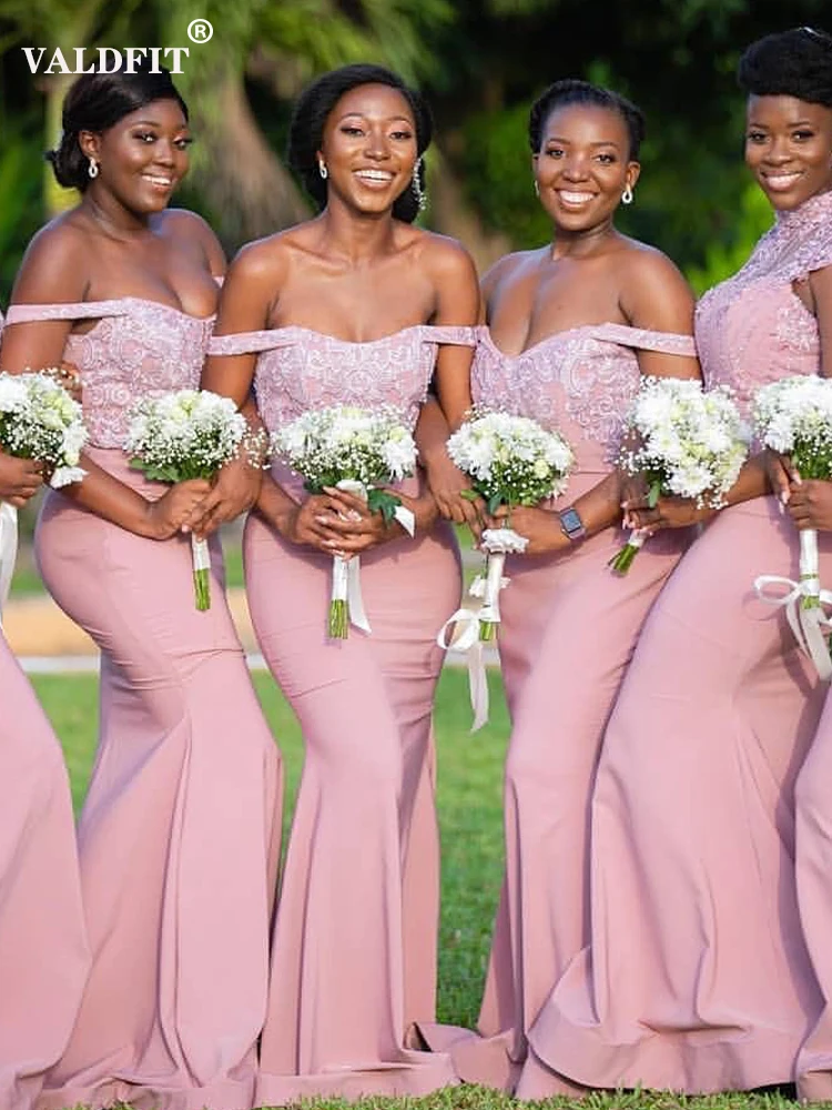 Black And Light Pink Bridesmaid Dresses