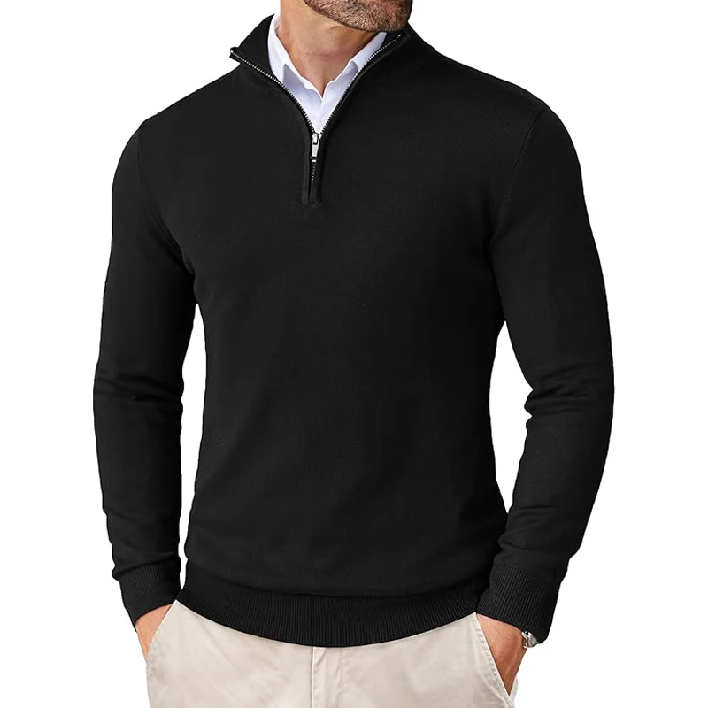 100% cotton Pullover Herren 1/4 Zip Neck Rollkragenpullover Turtleneck ...