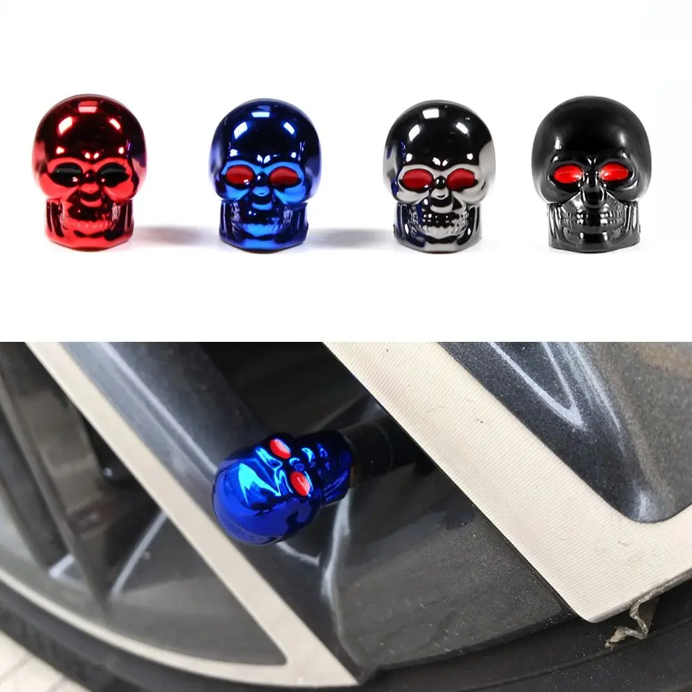4Pcs-Set-Universal-Car-Skull-Style-Antirust-Copper-Core-Motorcycle-Bike ...