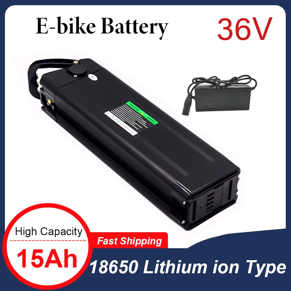 Bateria elétrica da bicicleta com carregador BMS, bateria do Lítio-íon, E-bicicleta, bicicleta ...