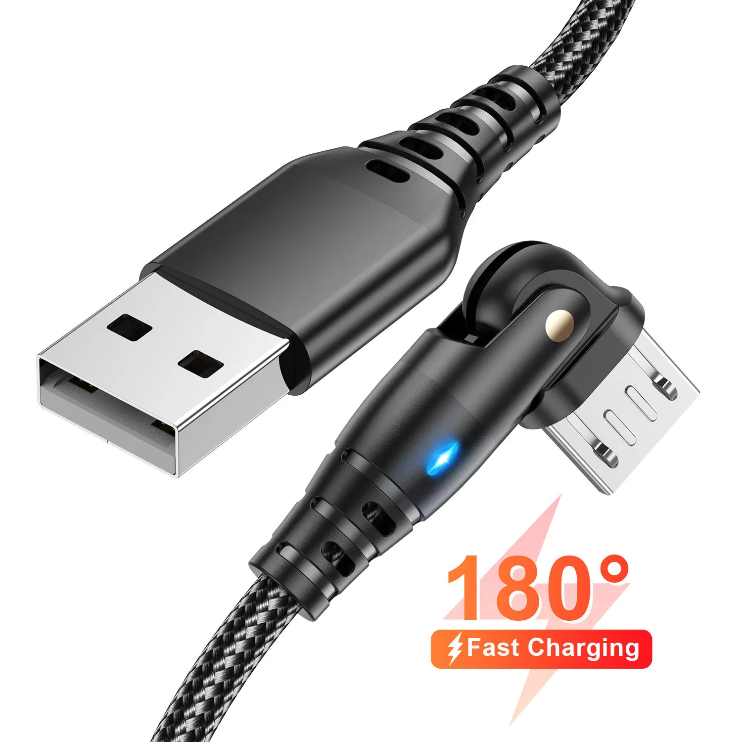 Micro USB Cable Rotatable 3A Fast Charging Micro Data Cord Wire For ...