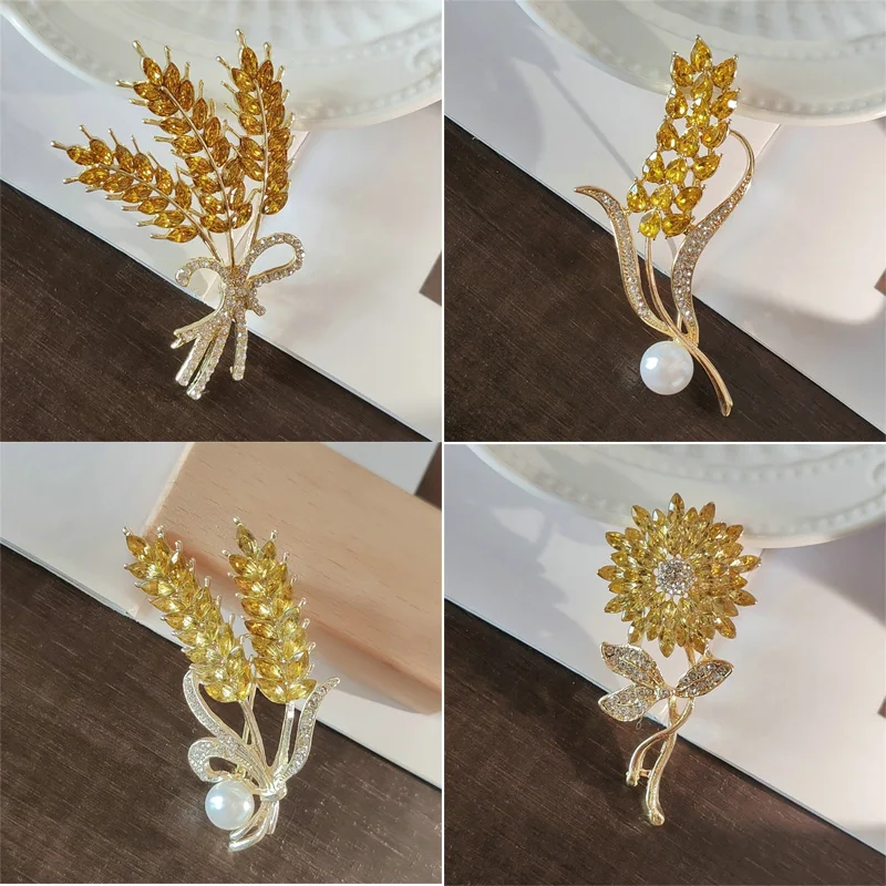 Shiny-Gold-Color-Rhinestone-Ear-of-Wheat-Brooches-for-Women-Exquisite ...