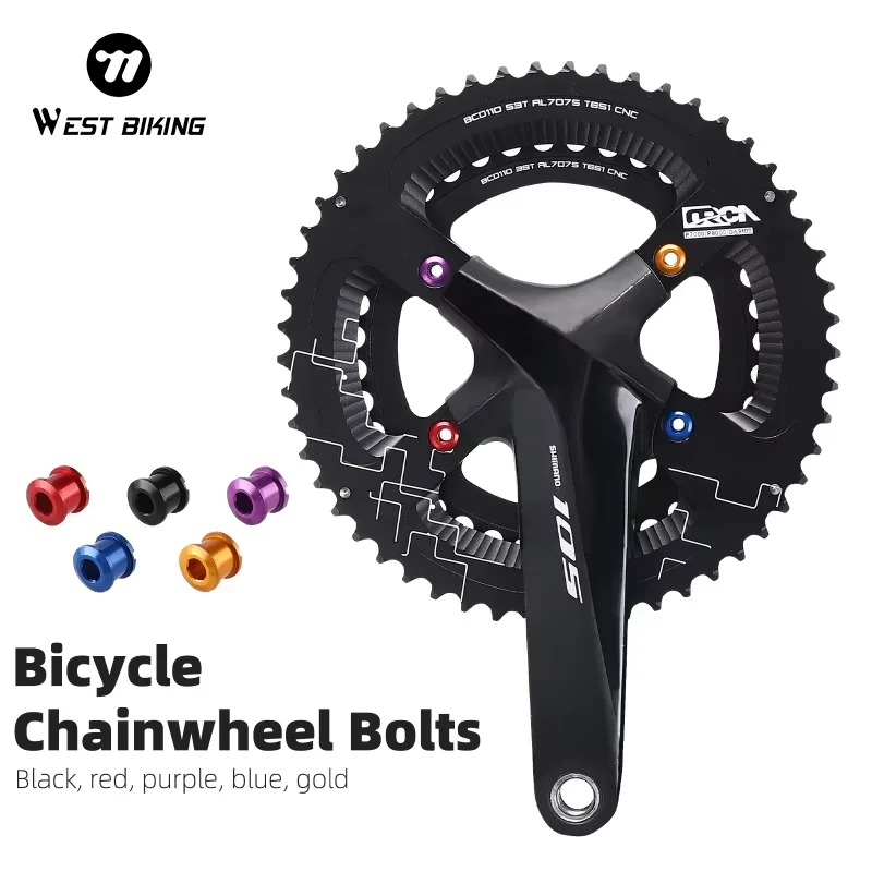 WEST BIKING Colorful MTB Chainring Bolts 7075 Aluminum Alloy Single ...