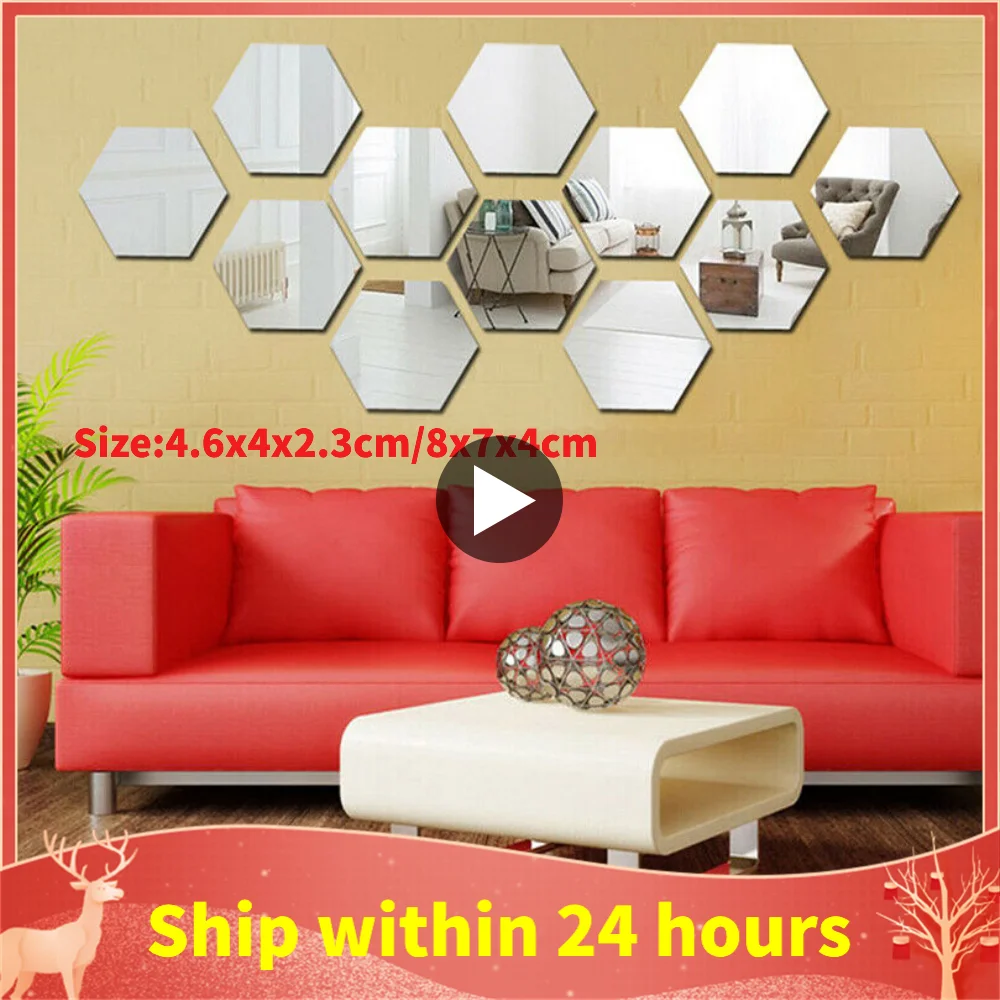 12PCS-Hexagonal-Three-dimensional-Mirror-Wall-Sticker-Restaurant-Aisle ...
