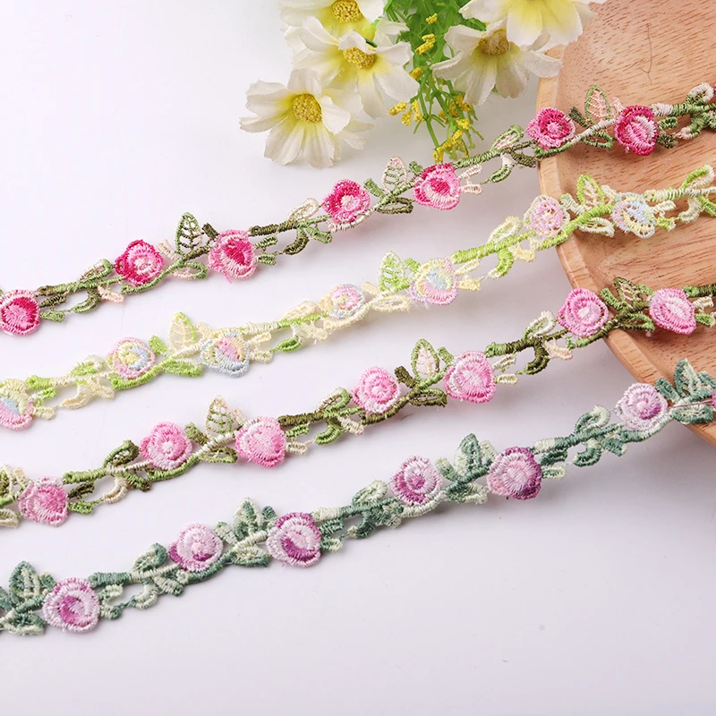 1-2-Yards-Colorful-Flower-Water-Soluble-Sewing-2CM-Width-Polyester ...