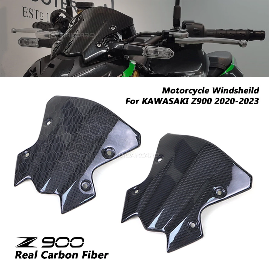 Real-CARBON-FIBER-Windshield-Motorcycle-Windscreen-For-Kawasaki-Z900 ...