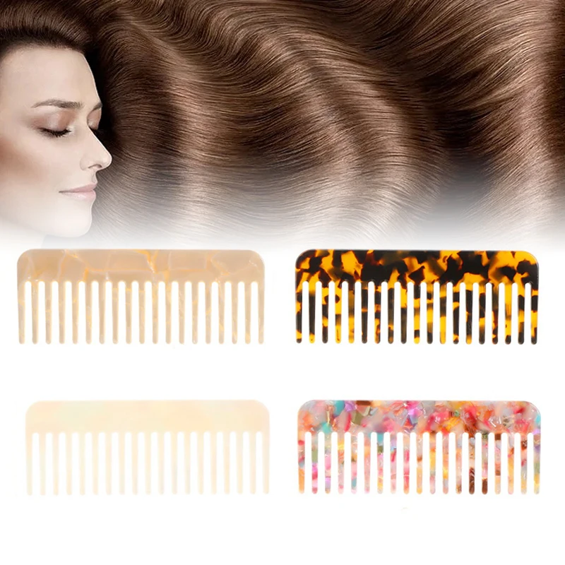 HOT！ Wide Large Tooth Pocket Hair Comb Cellulose Acetate Detangling ...