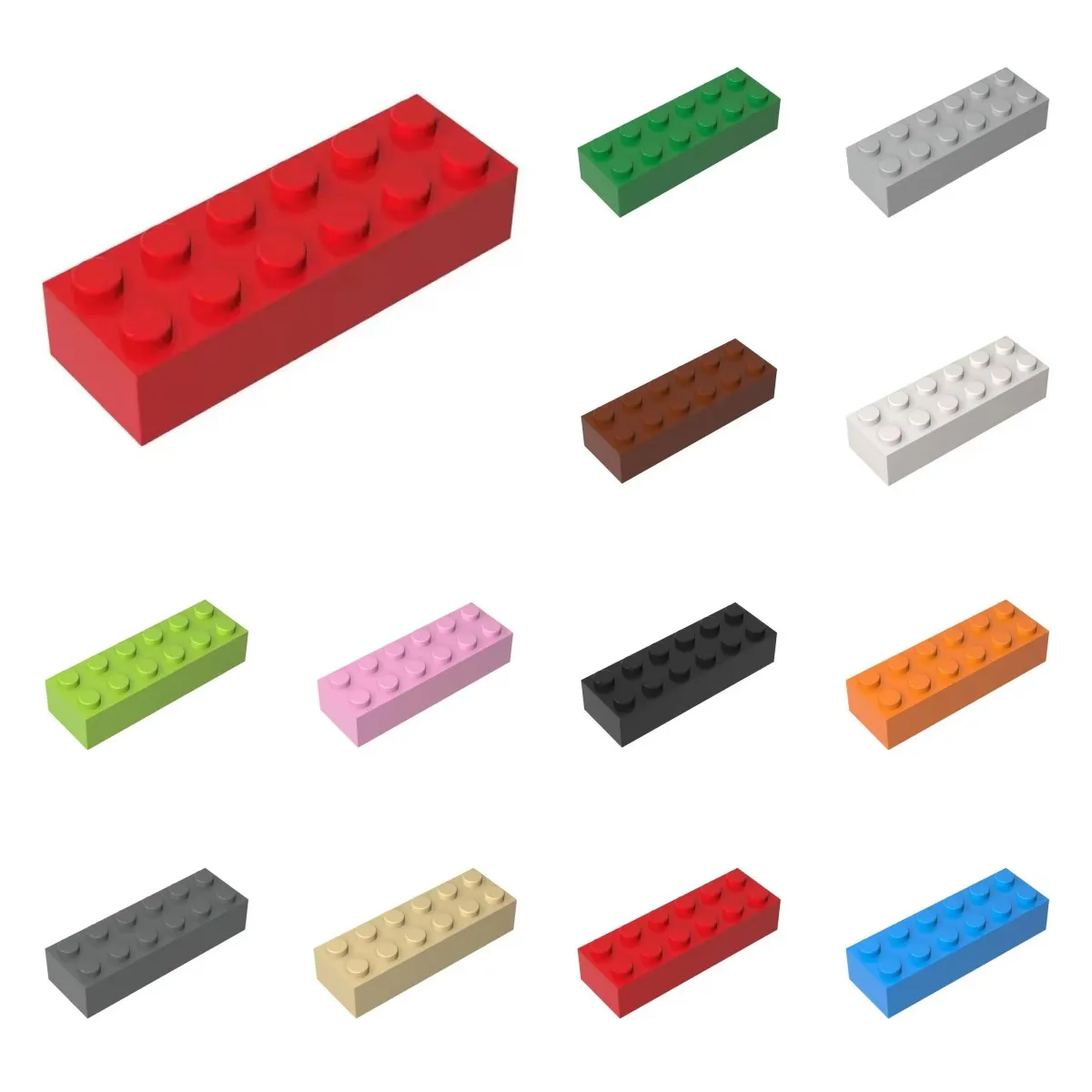 10pcs DIY bloques de construcción figuras gruesas ladrillos 2x6 puntos ...