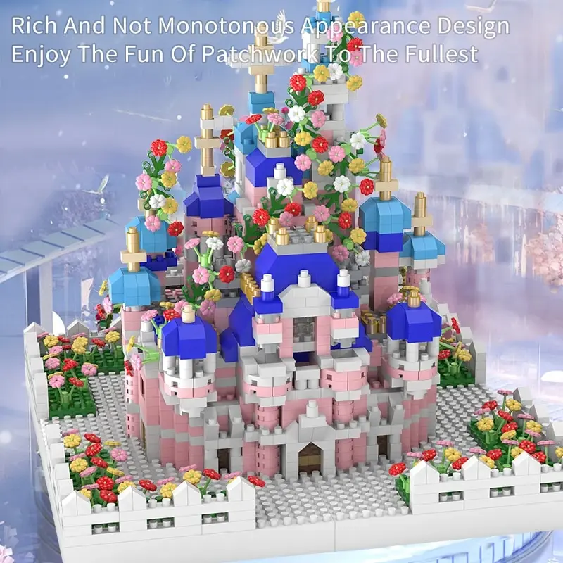 Architecture-Micro-Building-Sets-Mini-Bricks-2000-PCS-Pink-Castle-House ...
