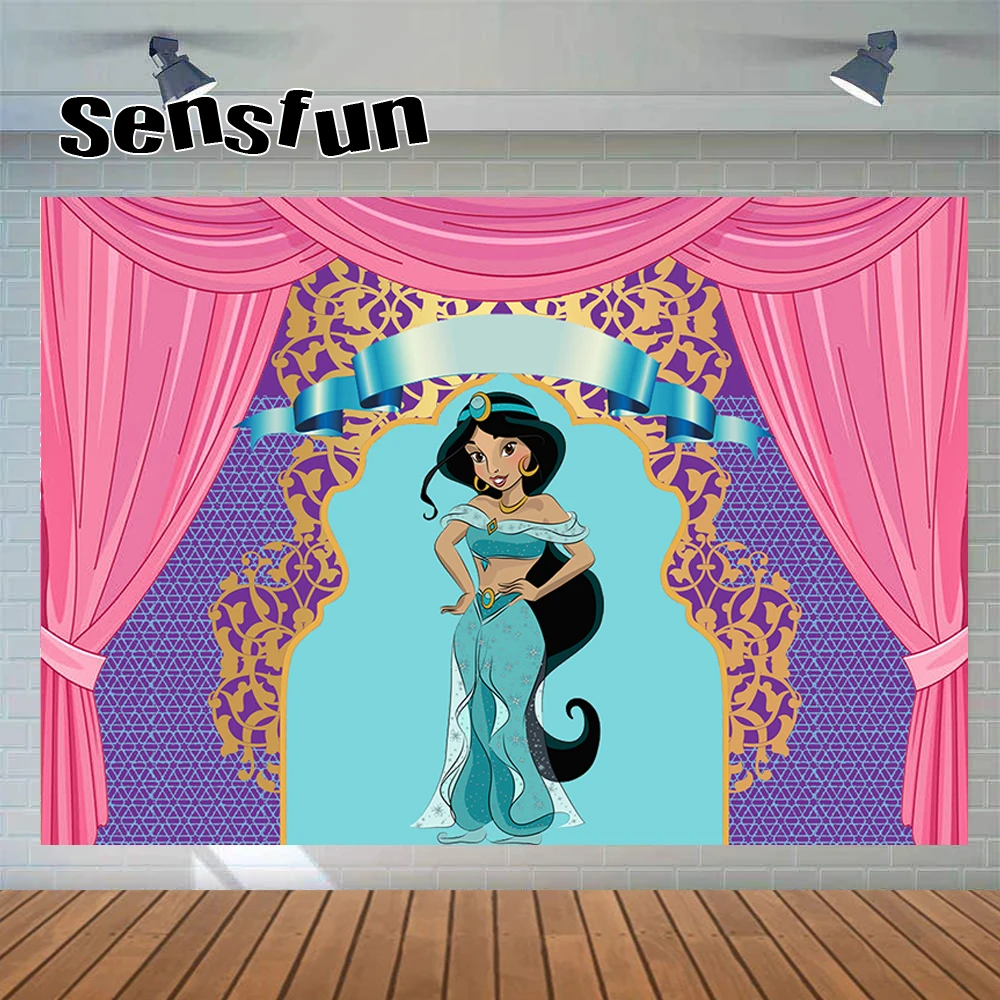 Pink-Curtain-Aladdin-Princess-Jasmine-Backdrop-For-Photo-Studio-Pink ...