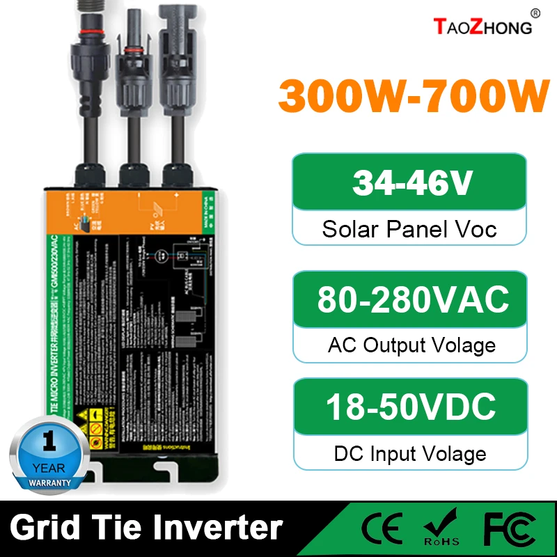 350W 300W 500W 600W 700W MPPT Solar PV Grid Tie Micro Inverter GMI ...
