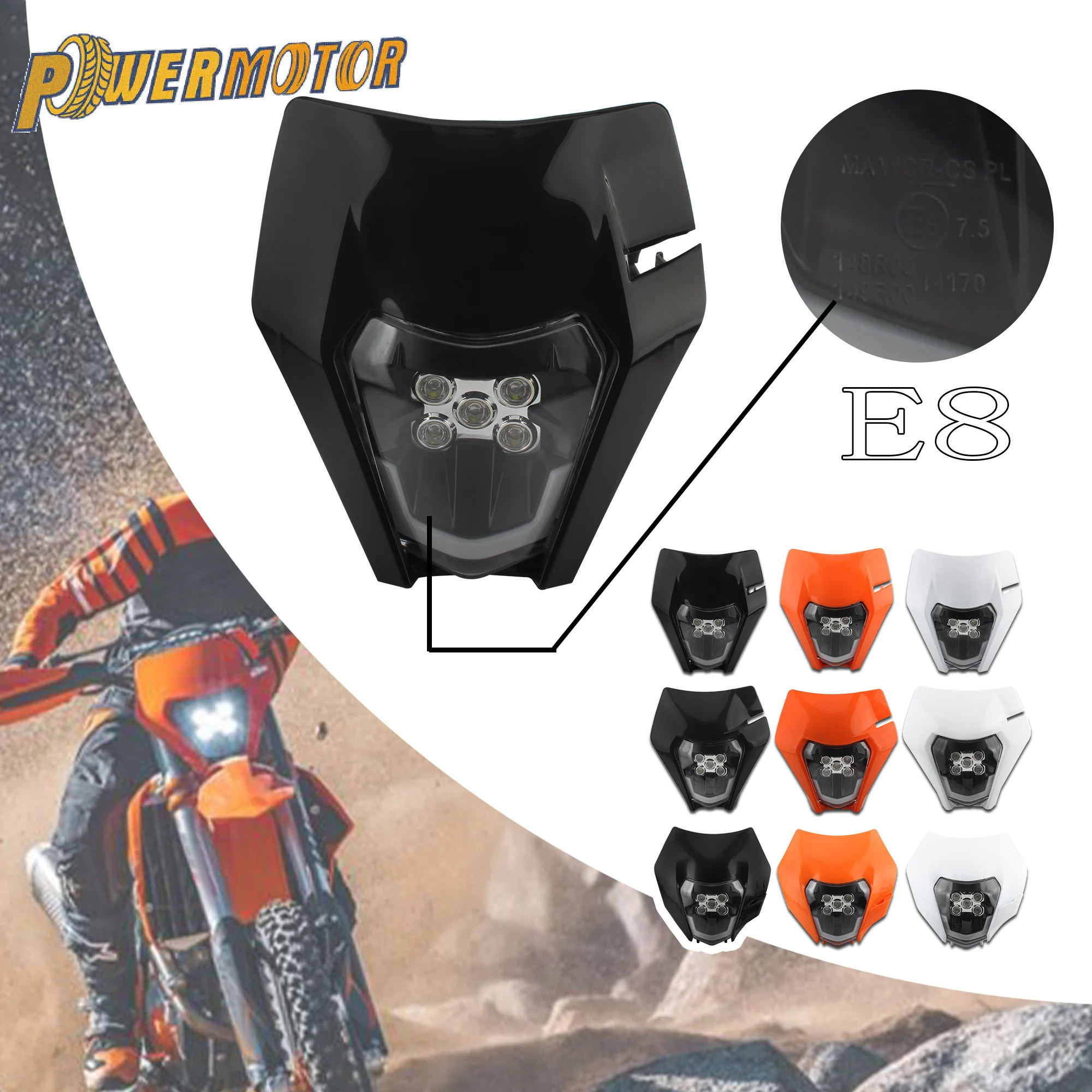 For KTM Headlight Motorcycle LED High Low Beam Lights For EXC XC SX MX ...