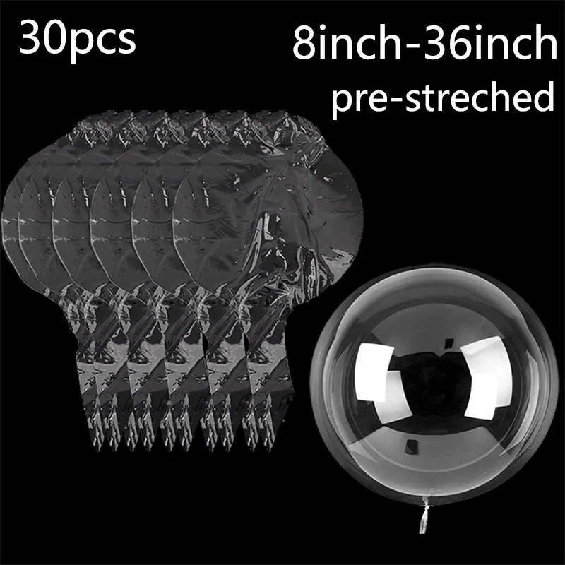 30pcs-10-18-20-24-36inch-Pre-Streched-Clear-Bobo-Balloon-Transparent ...