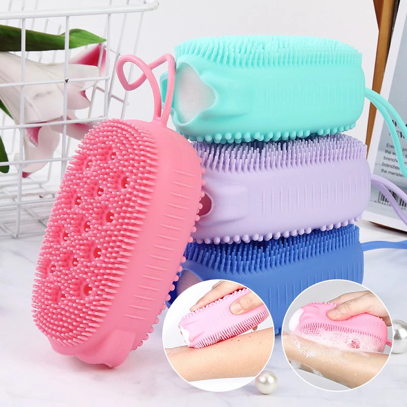 Double-sided-Massage-Scrub-Sponge-Silicone-Body-Scrubber-Exfoliating-Bathroom-Shower-Brushes ...