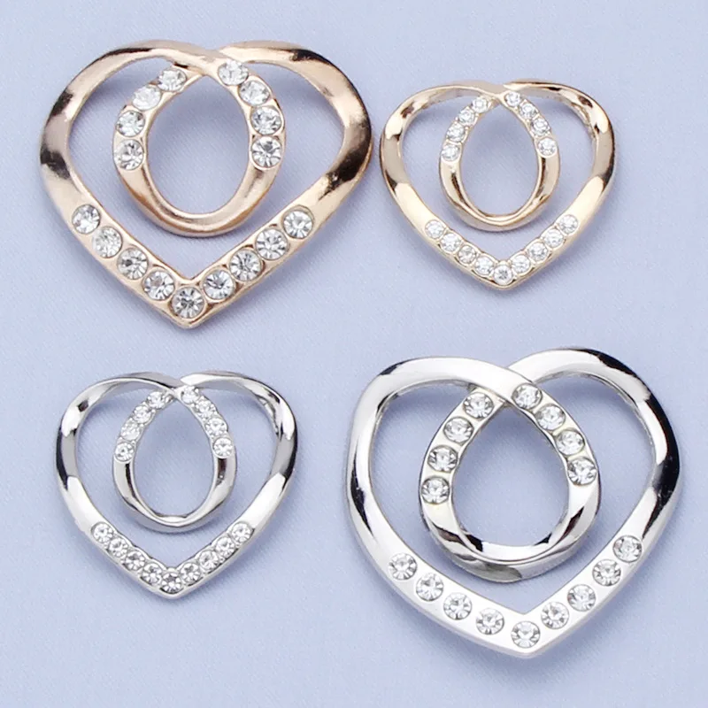 Fashionable Heart-shaped Buckles Rhinestones Metal Buckle Scarf Shirt ...