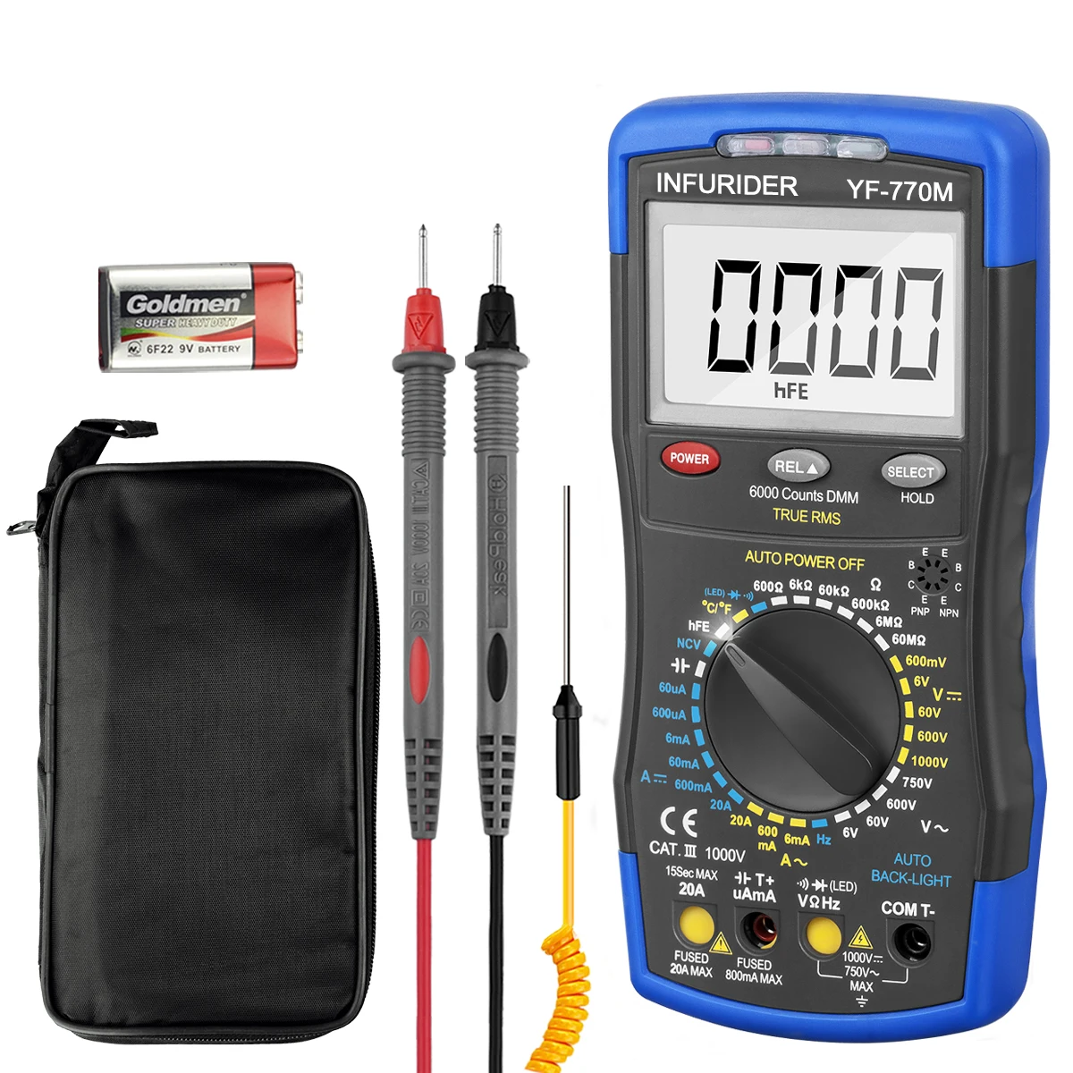 HoldPeak Digital Multimeter HP-770M Auto Range RMS Detector AC/DC ...