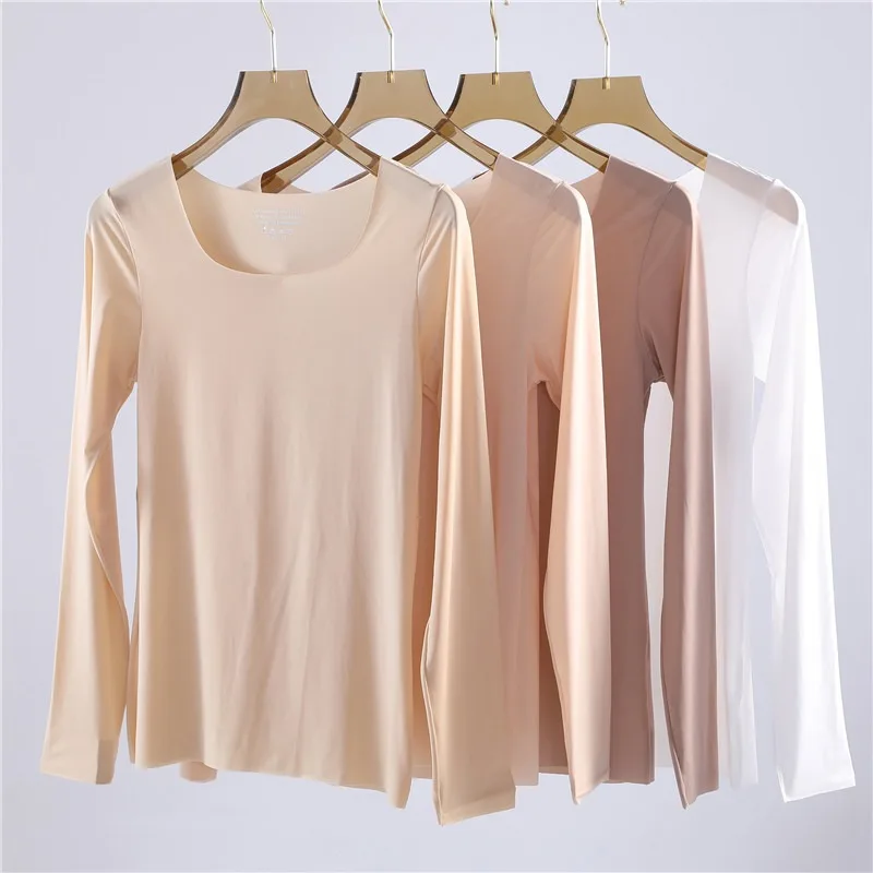 Seamless-Ice-Silky-Long-Sleeve-Tshirt-Legging-Pants-For-Women-Mid-Waist ...