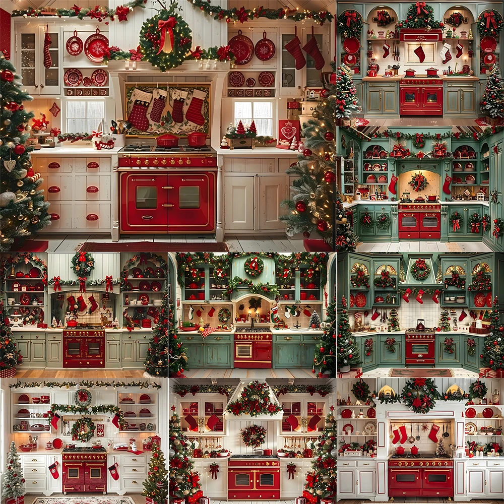 Christmas Kitchen Cabinets Photography Background Kid Children Portrait ...