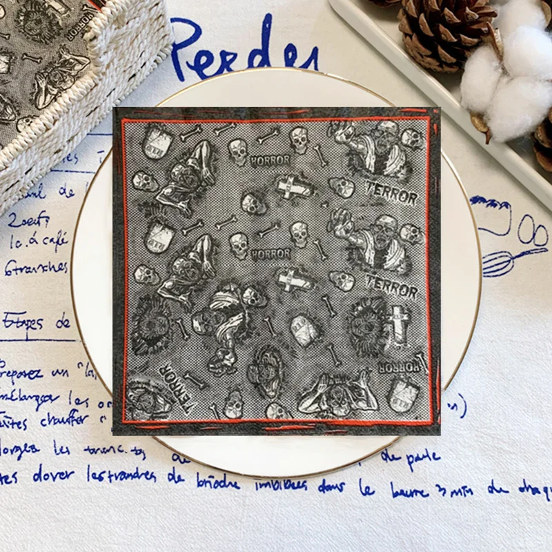 20Pcs-Pack-Happy-Halloween-Skull-Bones-Tomb-Decoupage-Paper-Cute ...