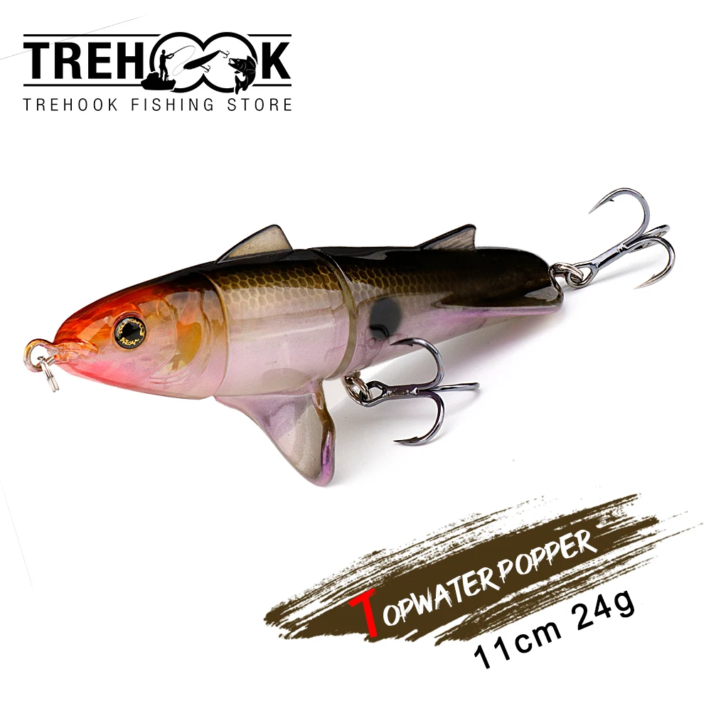 TREHOOK Three section Propeller Fishing Lure 11cm 24g Whopper Popper ...